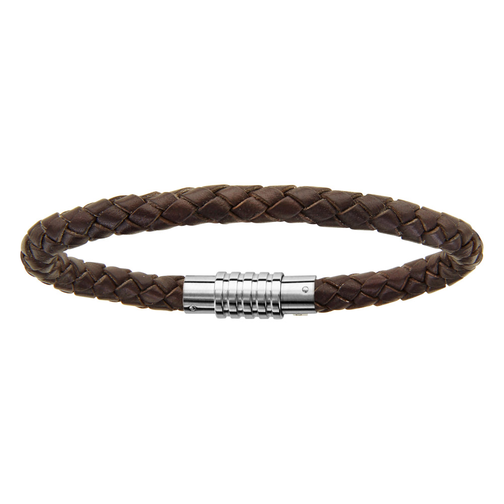 Bracelet pour charms homme grand modèle en cuir marron fermoir aimanté ...