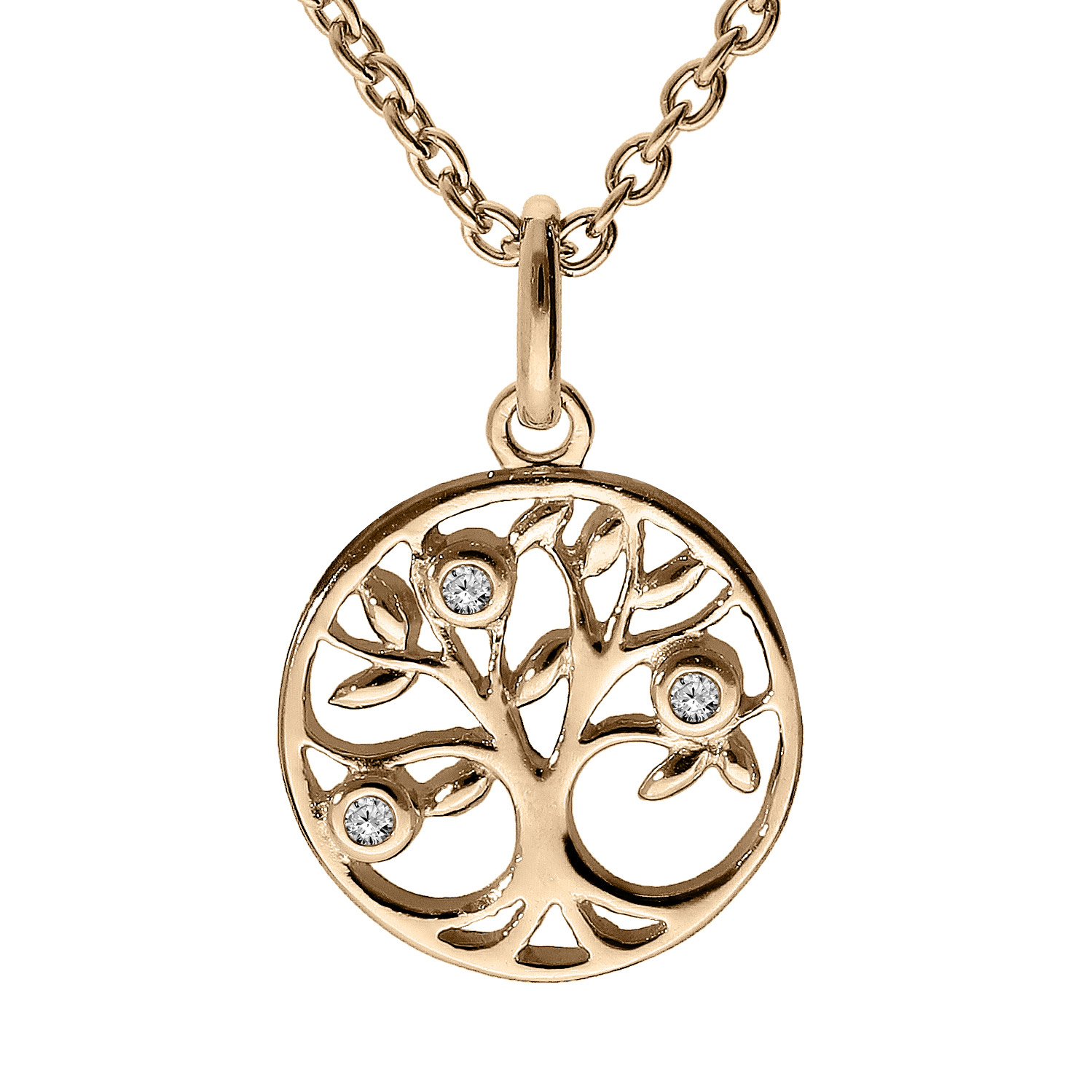 Collier en plaqué or chaîne avec pendentif petit arbre de vie et oxydes ...