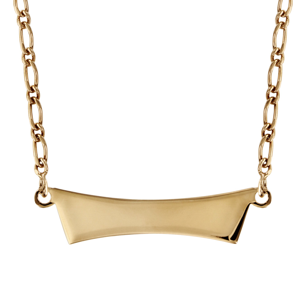 Collier en plaqué or mailles 1+1 avec plaque prénom à graver en forme ...
