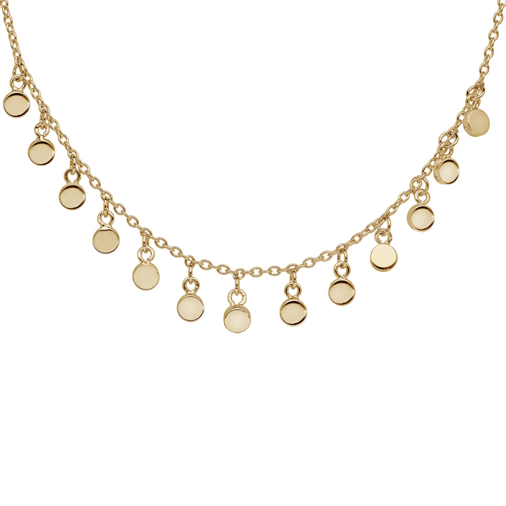 Collier en plaqué or ras du cou pampilles lisses 40+4cm