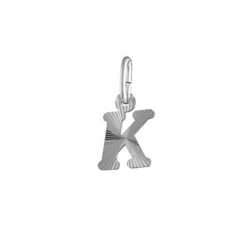Pendentif en argent rhodié lettre K striées